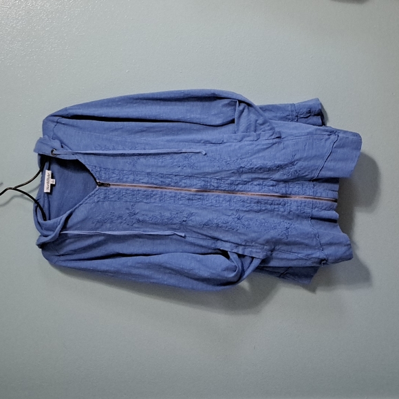 NorthStyle | Tops | Northstyle Tunic Zip Hoodie Blue Embroidered Large ...